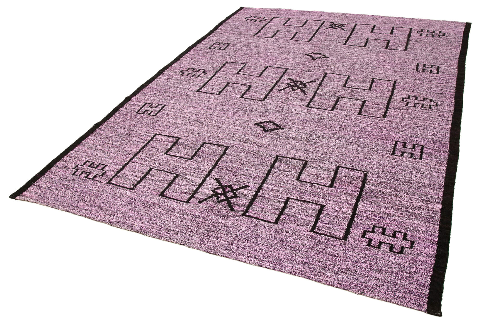 Union Rustic Machutte Scrap Purple Geometric Wool Handmade Area Rug ...