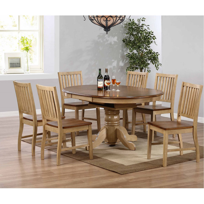 Loon Peak® Huerfano Valley 7 - Piece Extendable Pedestal Dining Set ...