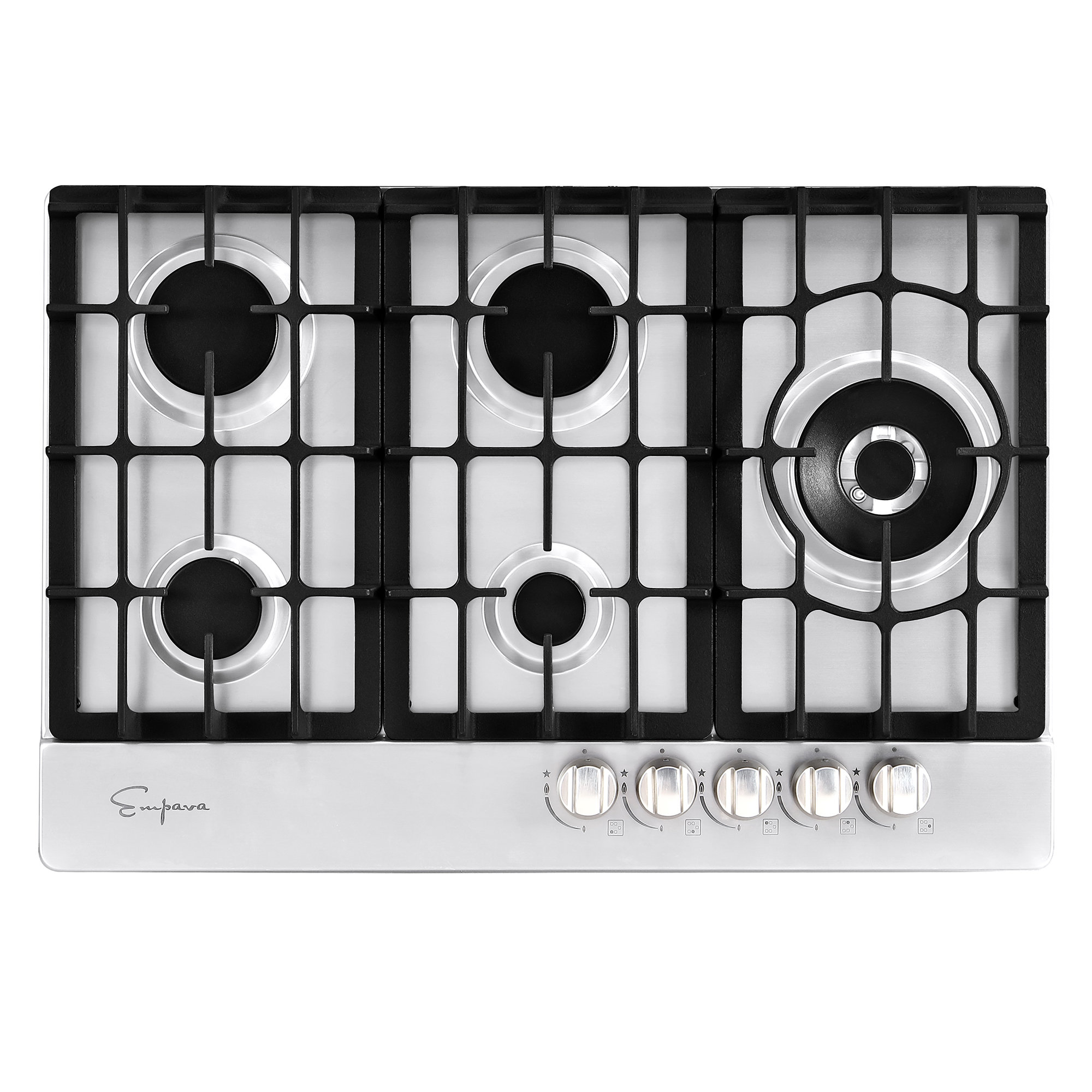 Empava 30 in. 5 Burners Recessed Natural Gas Cooktop in Stainless Steel ...