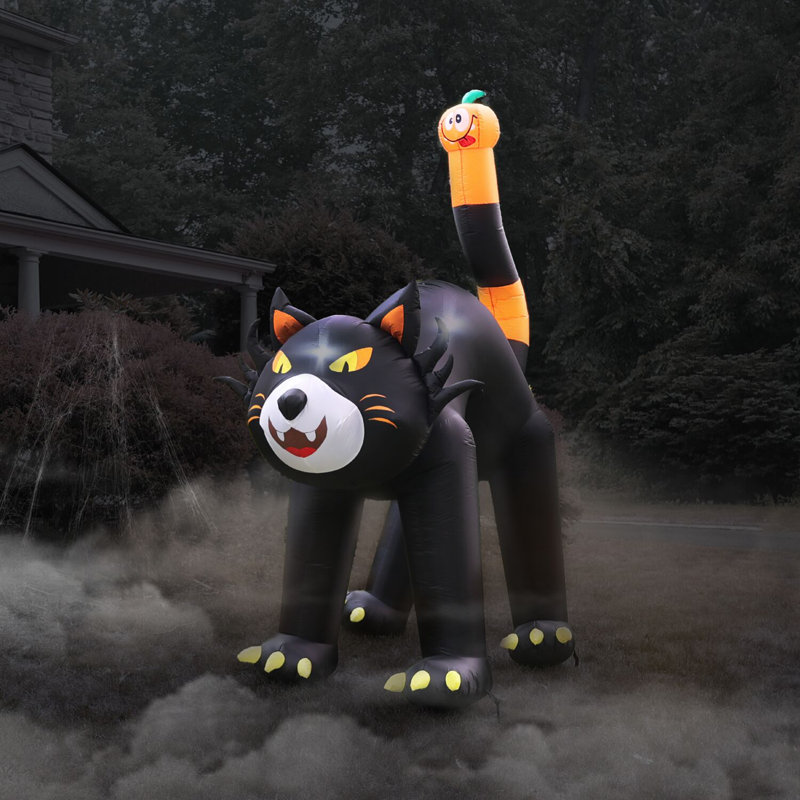 Haunted Hill Farm 10-Ft. Tall Pre-lit Inflatable Black Cat | Wayfair