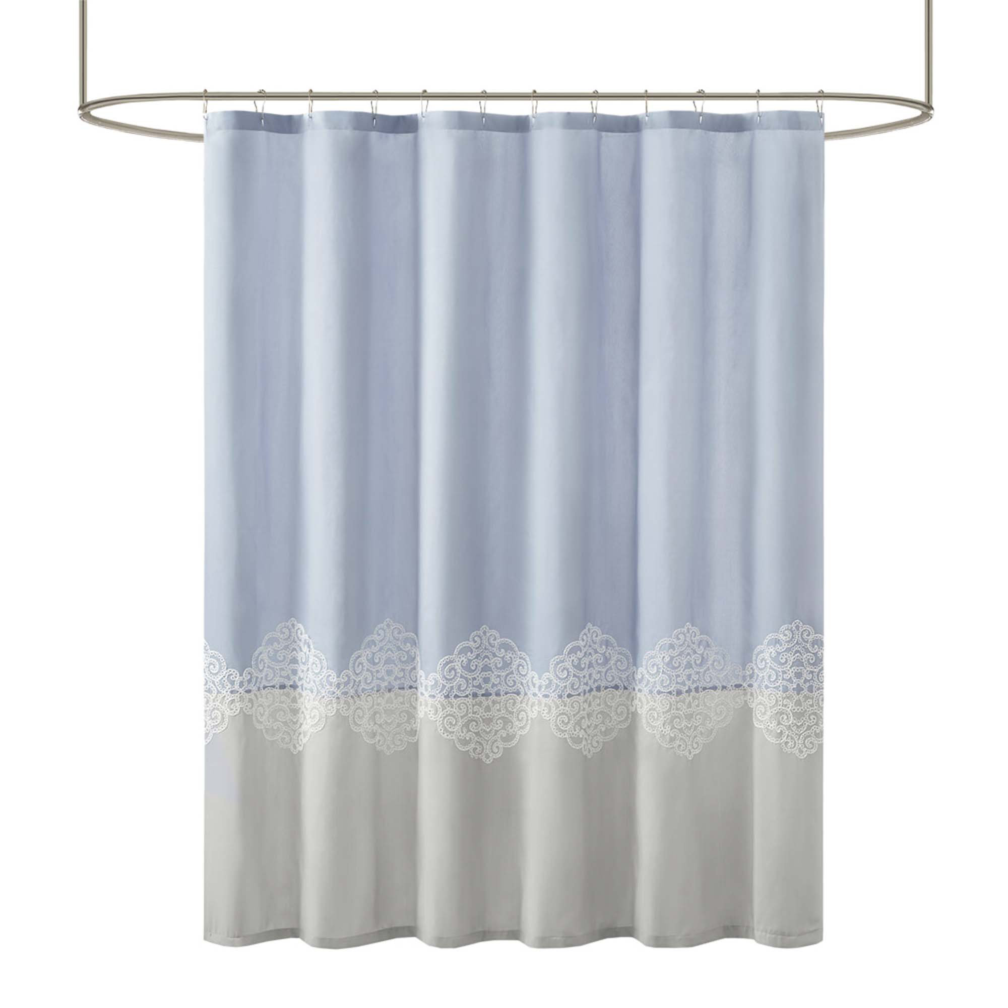 Alcott Hill® Pieced And Embroidered Shower Curtain | Wayfair