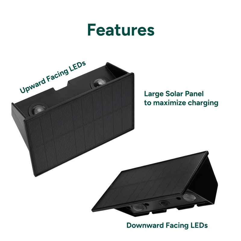 Ebern Designs Solar Bi-Directional Minimal LED Wall Light & Reviews ...