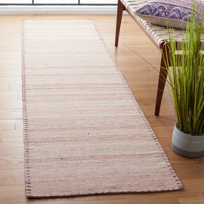 Gracie Oaks Angenique Flatweave Cotton/Wool Light Pink Area Rug ...