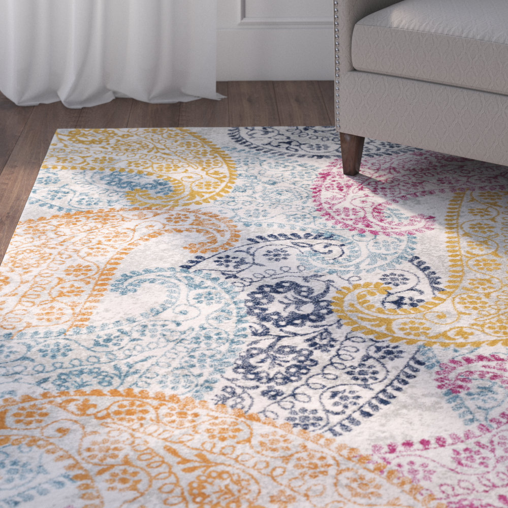 Mistana™ Hillsby Paisley Dark Blue/Teal Area Rug & Reviews | Wayfair