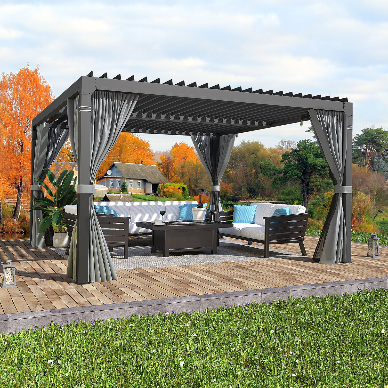 Erommy Outdoor Pergola, Louvered Pergola, Aluminum Pergola for Patio ...