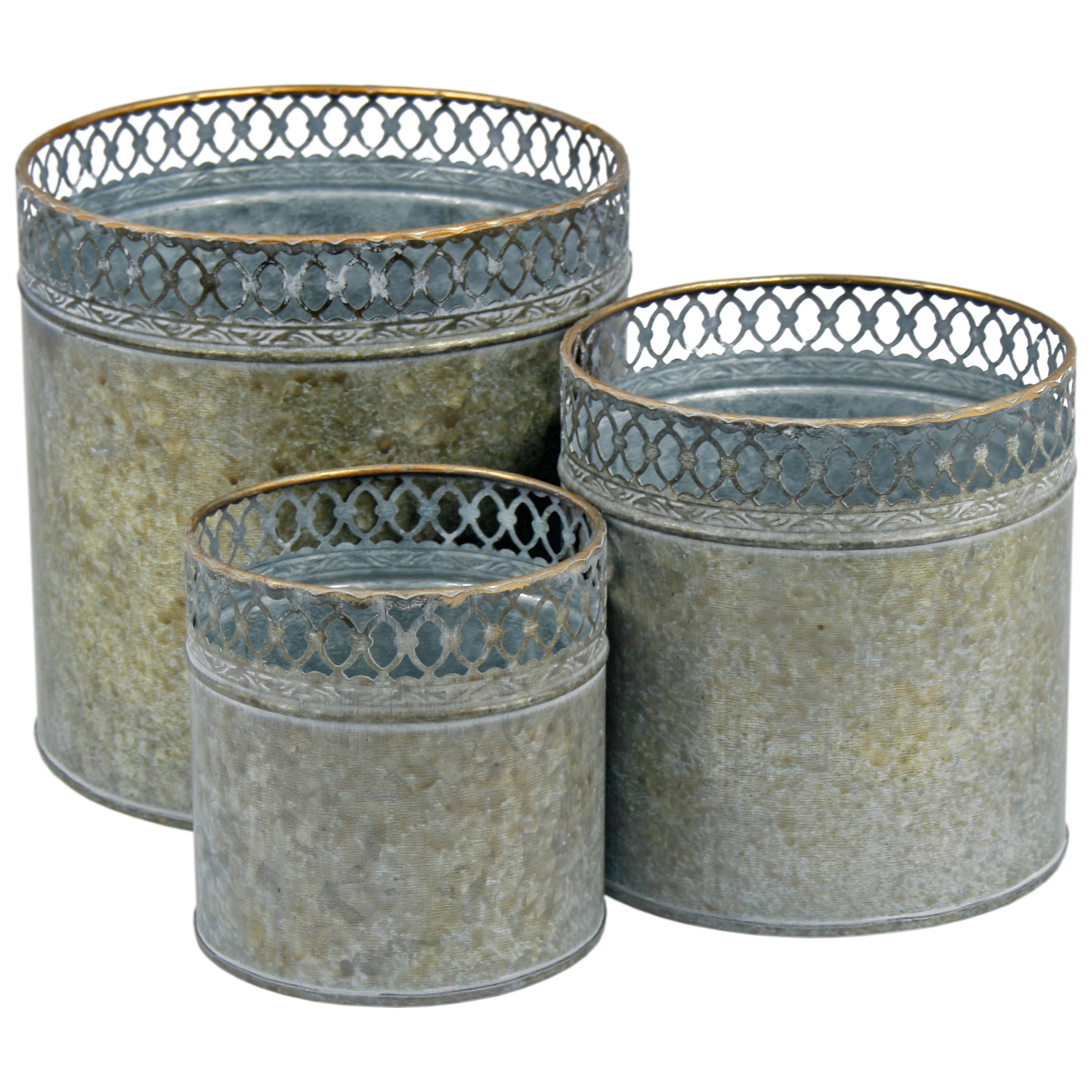 Brambly Cottage 3 Piece Metal Cachepot Set & Reviews | Wayfair.co.uk