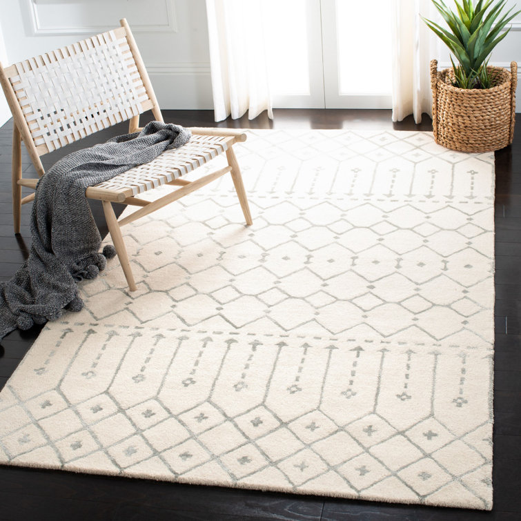 Bungalow Rose Griffiths Hand Tufted Wool Geometric Rug & Reviews | Wayfair