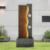 Ebern Designs Modern 3 Tiered Waterfall Column Fountain Indoor Outdoor ...