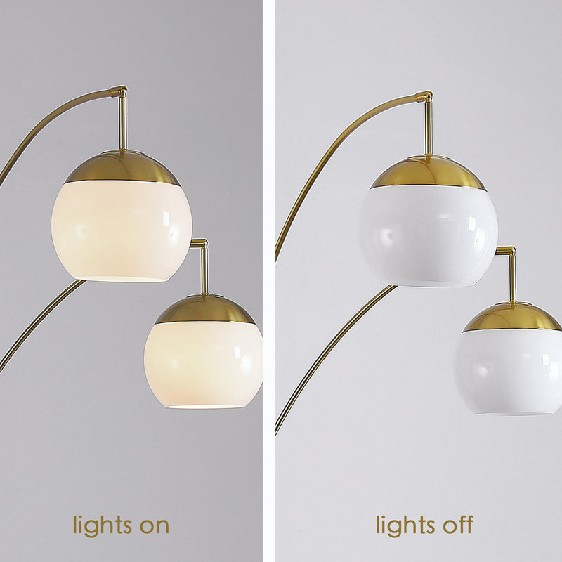 Mercer41 Eddo 84"H Glass Globe 3-Lights LED Dimmable Arch Floor Lamp ...