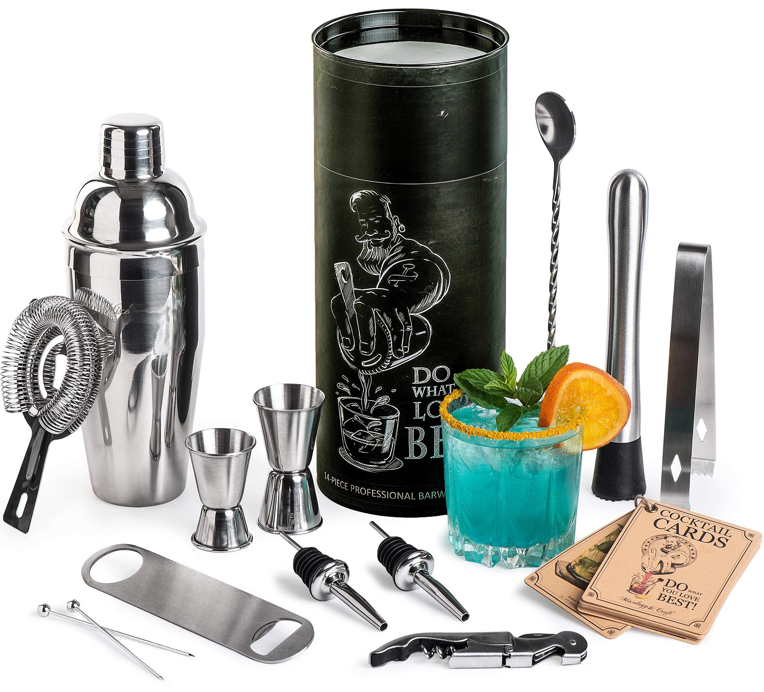 Mint Pantry® Allyson Mixology Bartender Kit 14-Piece Cocktail Shaker Set - Bar Tool Set For Home ...