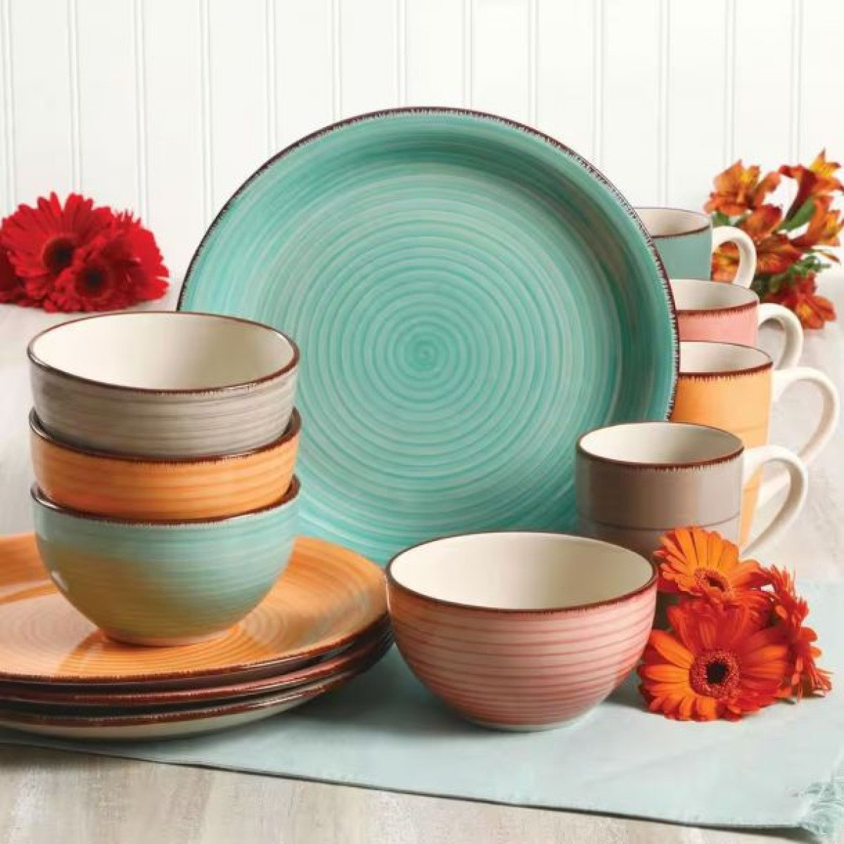 Ivy Bronx 12-piece Pastel Stoneware Dinnerware Set – Mix & Match ...