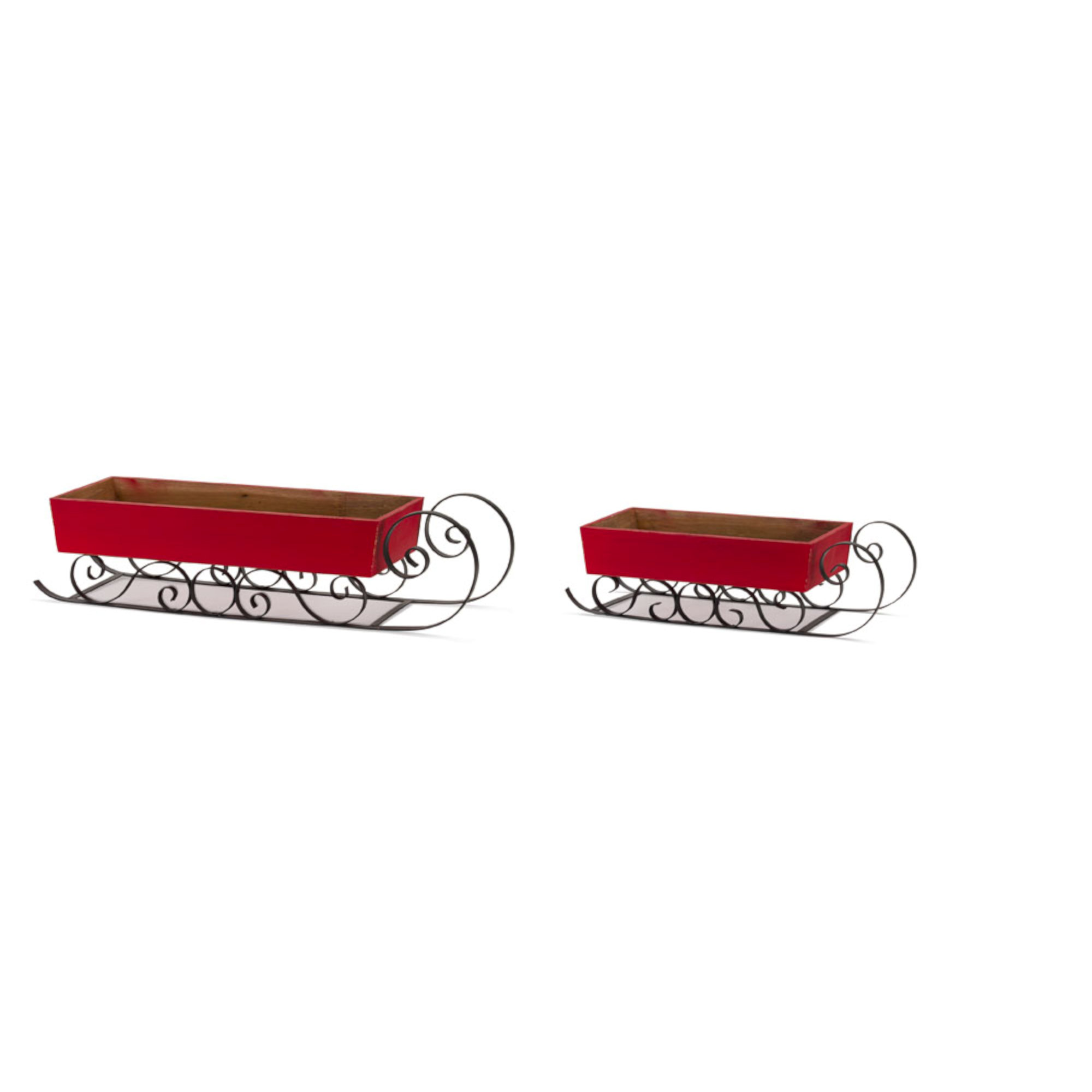 The Holiday Aisle® 2 Piece Wood/Iron Sleigh Set | Wayfair