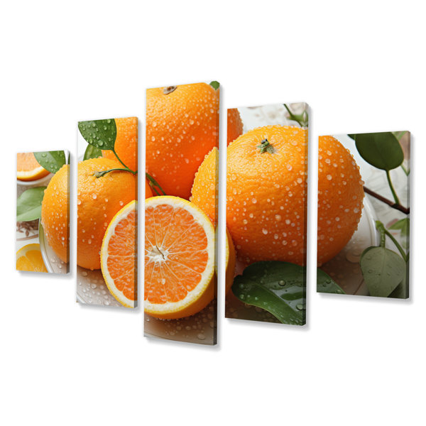 Bay Isle Home Fruit Orange Delight Pointillism I On Canvas 5 Pieces ...