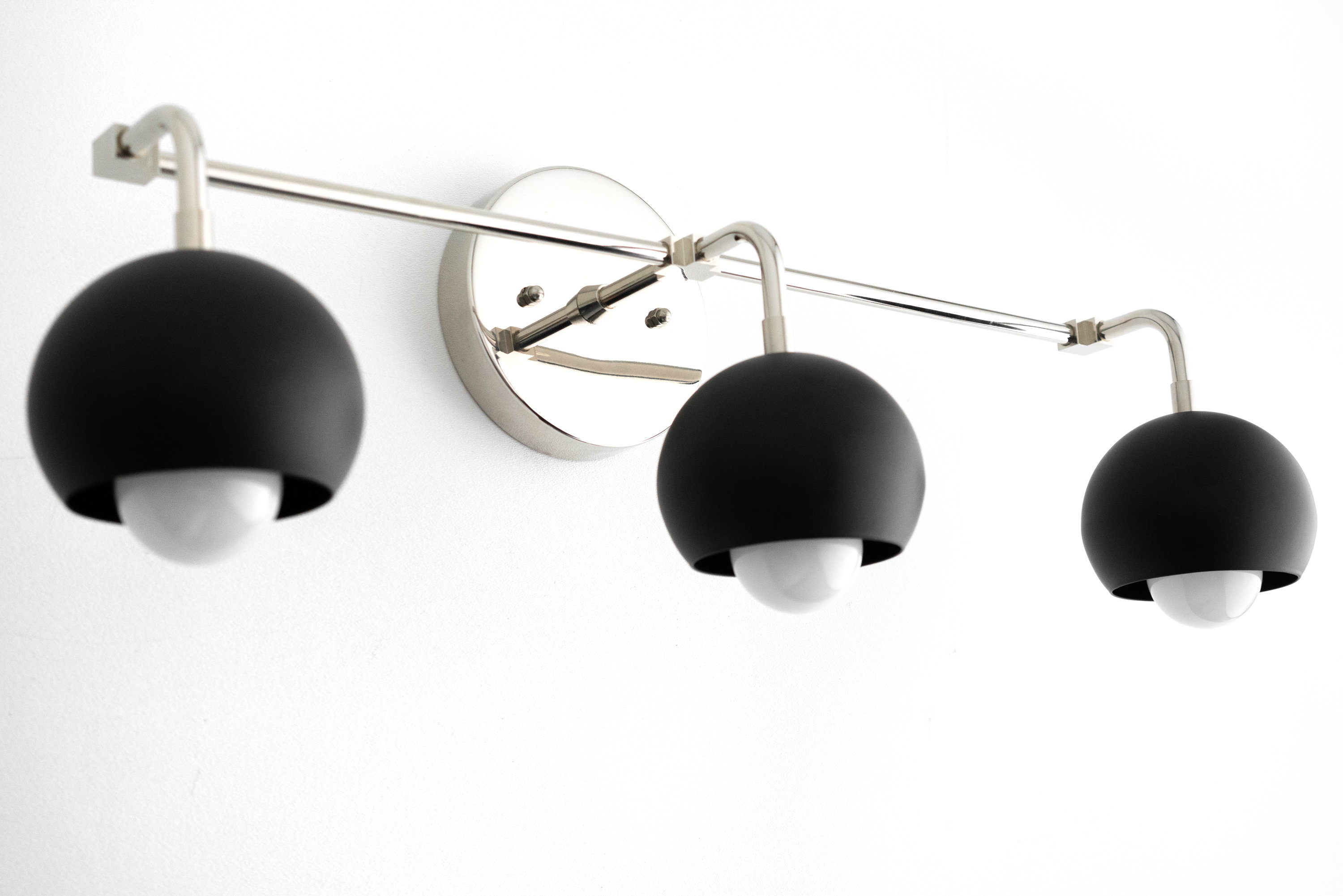 AllModern Delyse 3-Light Vanity with Black Shades | Wayfair