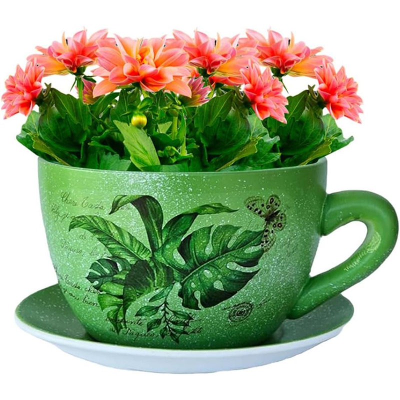 Lark Manor™ 7.5” Round Ceramic Teacup Shape Planter Pot | Wayfair