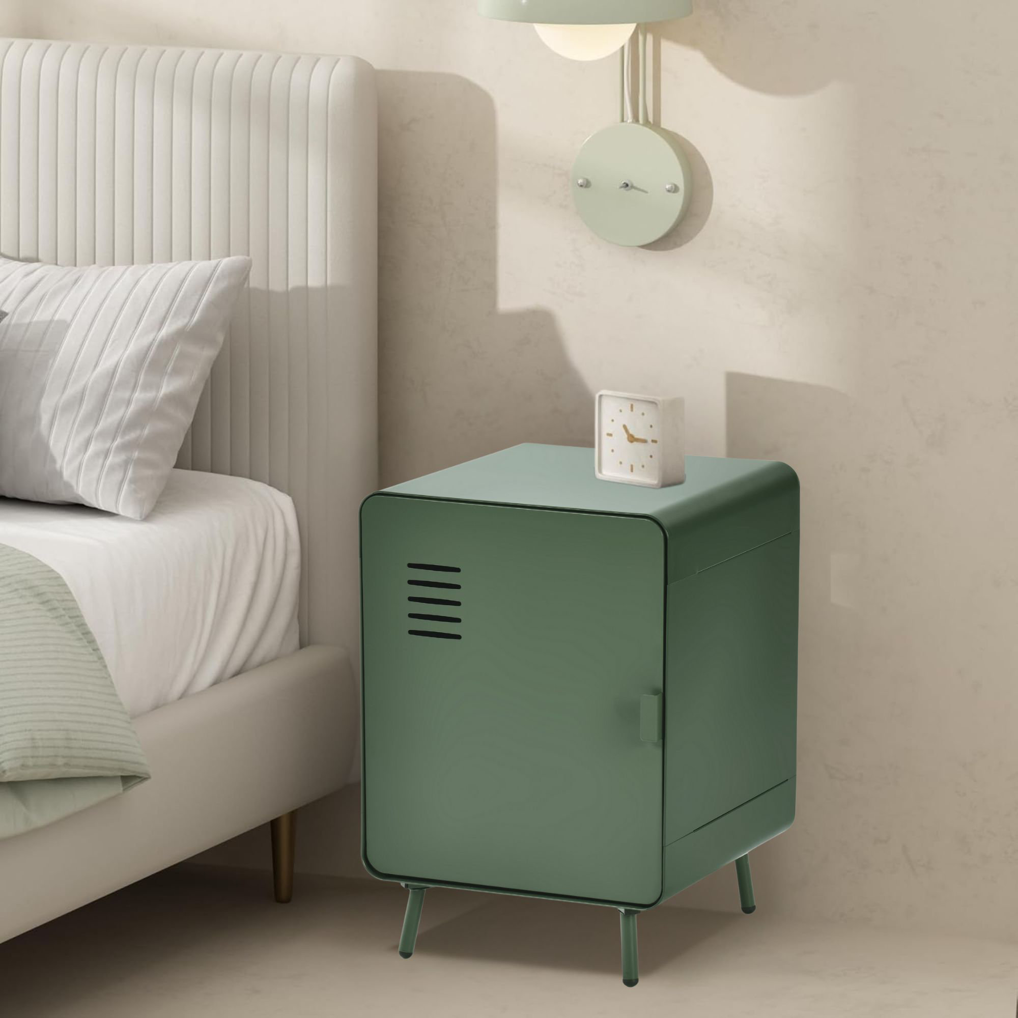 George Oliver Metal Nightstand With Door, Shelf, And Handle, Industrial ...