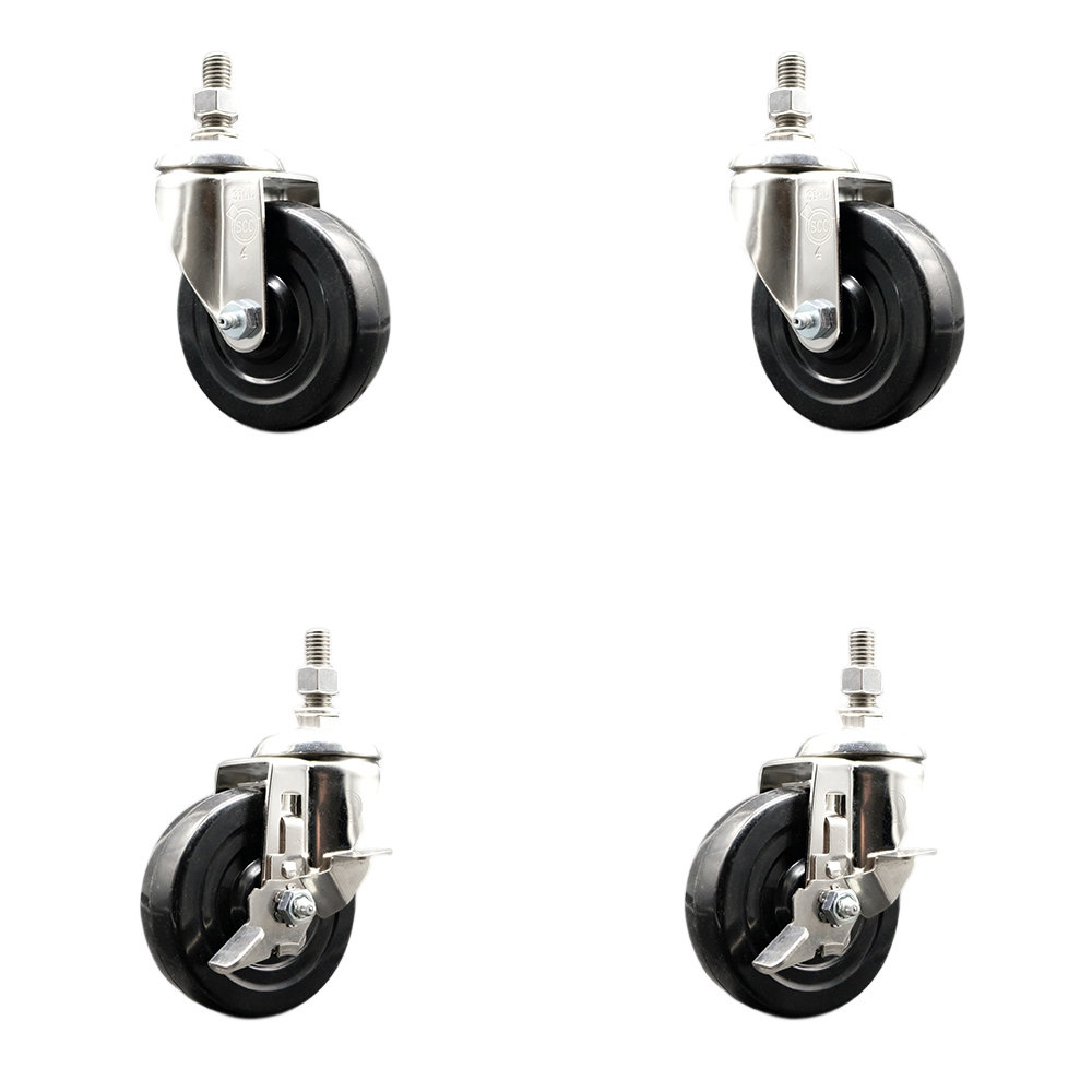 Service Caster 4 Piece Hard Rubber Caster Set | Wayfair