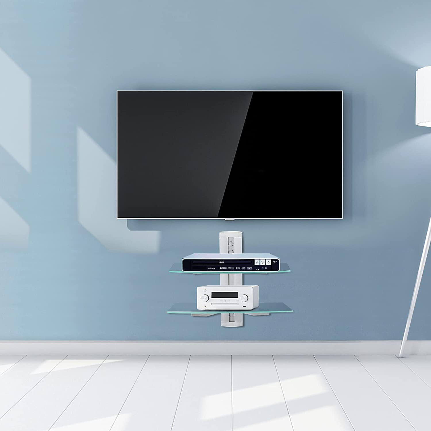 Wrought Studio Adjustable 2-Tier Wall-Mounted Floating Shelf With Cable ...