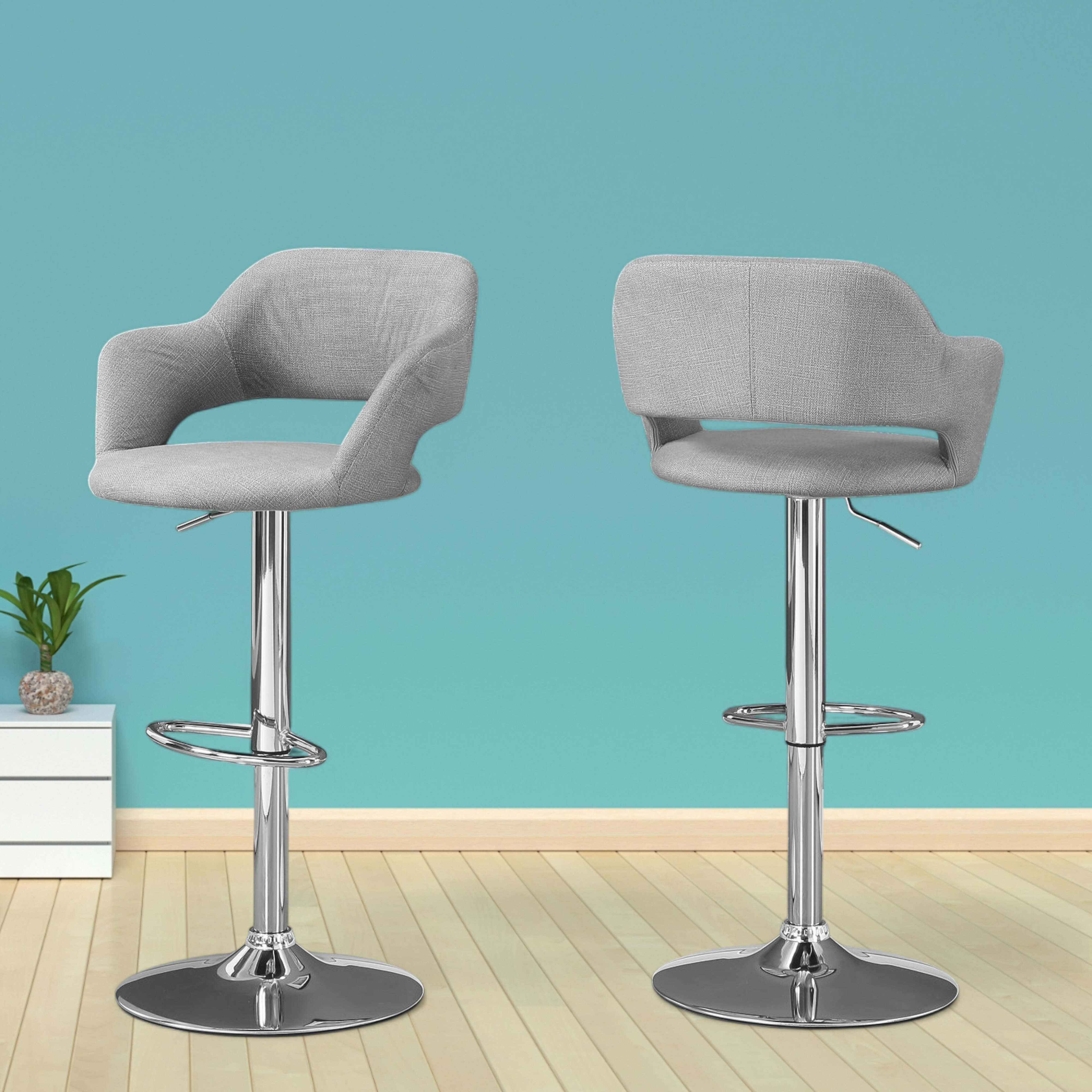 Ivy Bronx Sher Chrome/Grey Swivel Bar Stool - Wayfair Canada