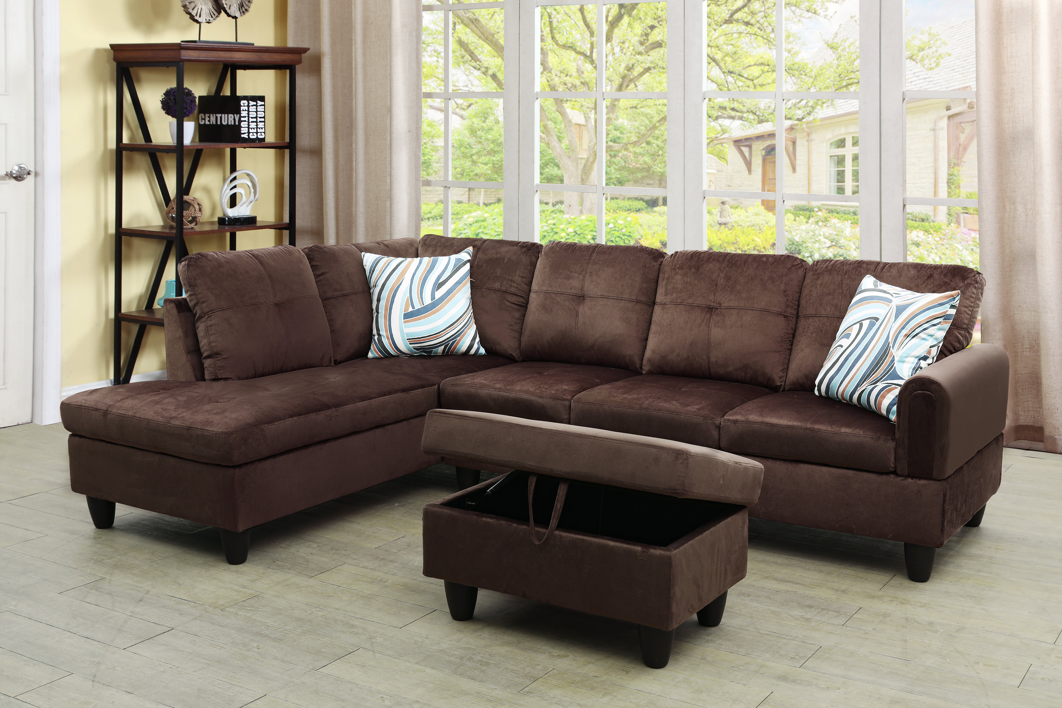 Winston Porter Rickisha 97" Wide Microfiber/Microsuede Left Hand Facing ...