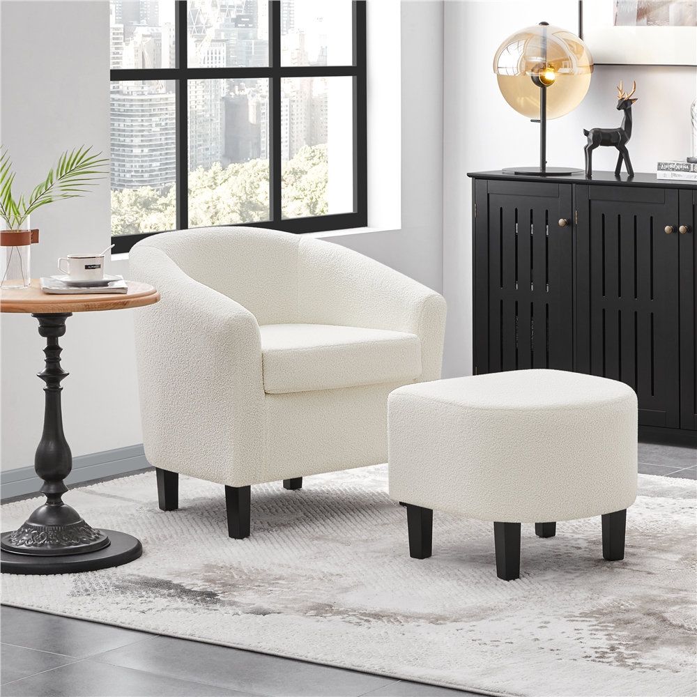 Latitude Run® Upholstered Barrel Chair with Ottoman & Reviews - Wayfair ...