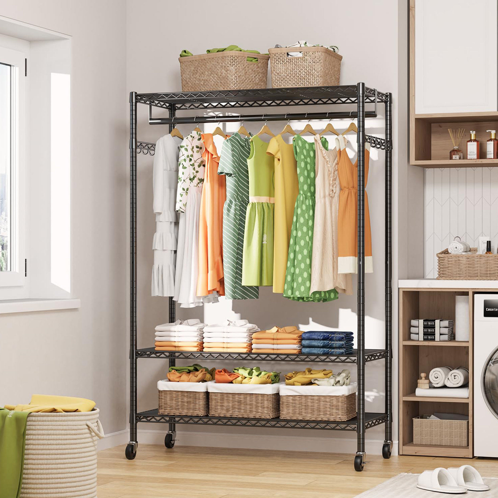 Rebrilliant Freestanding Heavy Duty Rolling Clothes Rack | Wayfair