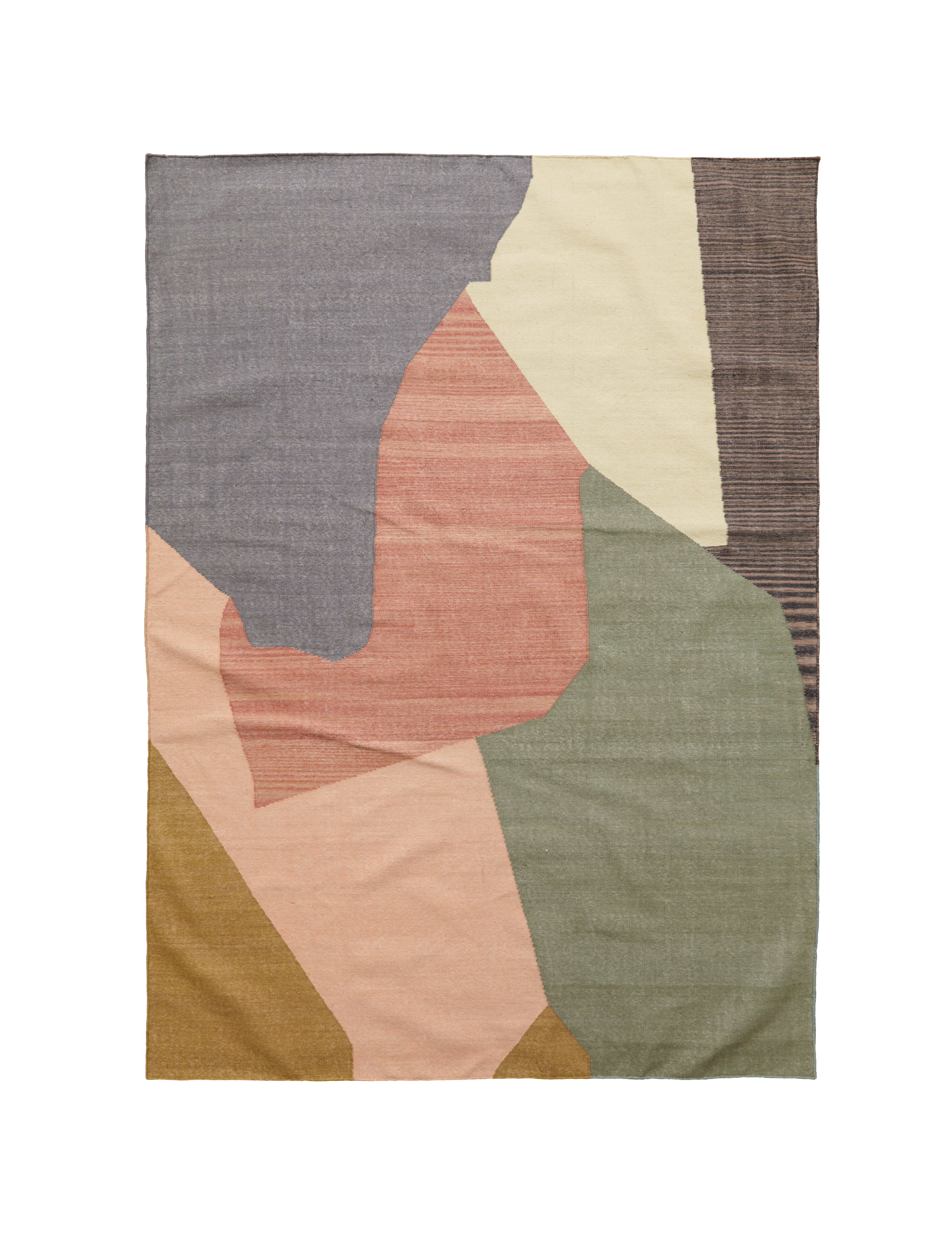 Tantuvi Rectangle Kulfi Abstract Flatweave Wool Area Rug in Pink/Green ...