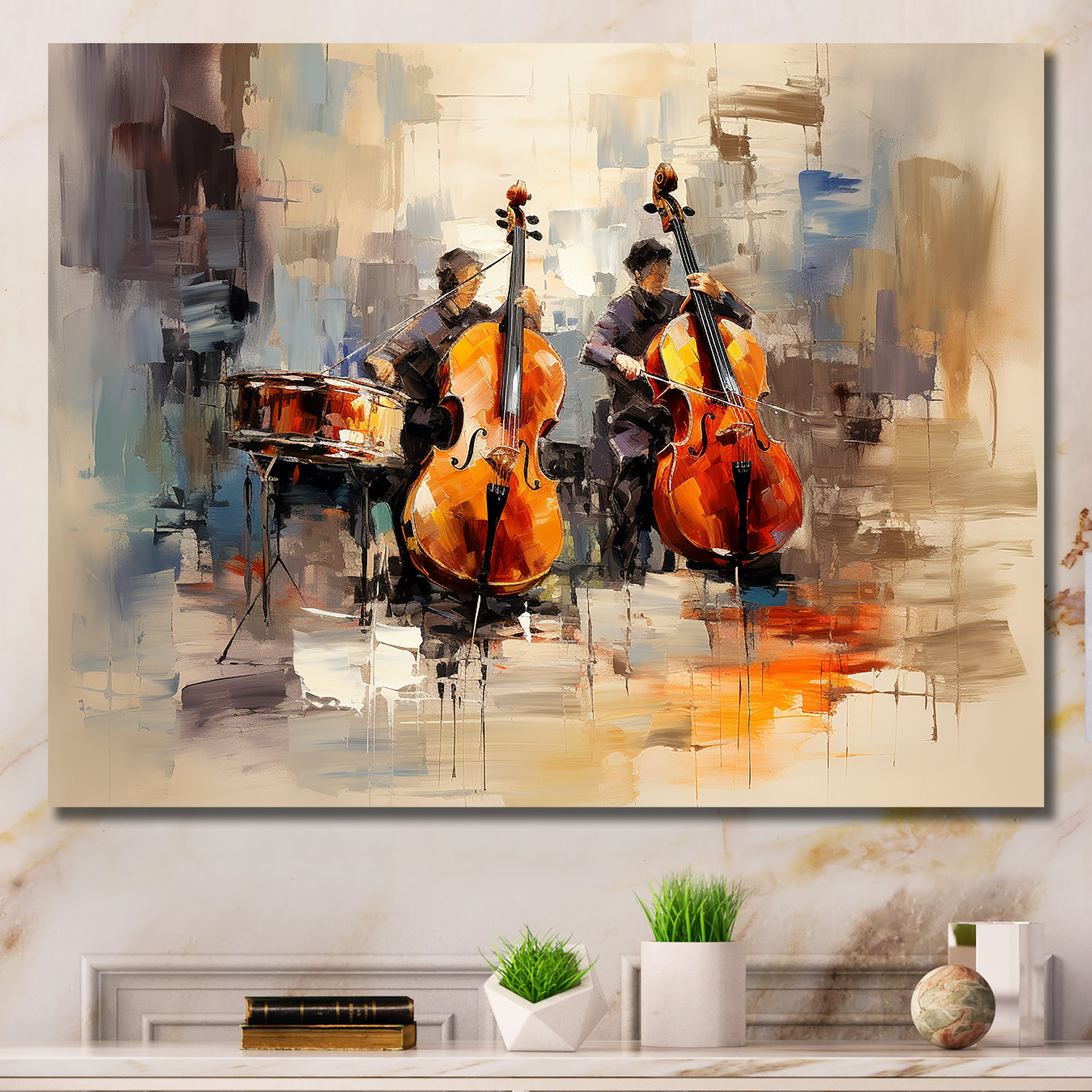 Winston Porter Brown Brooding Burgundy Cello Music IV - Music Wall Art ...