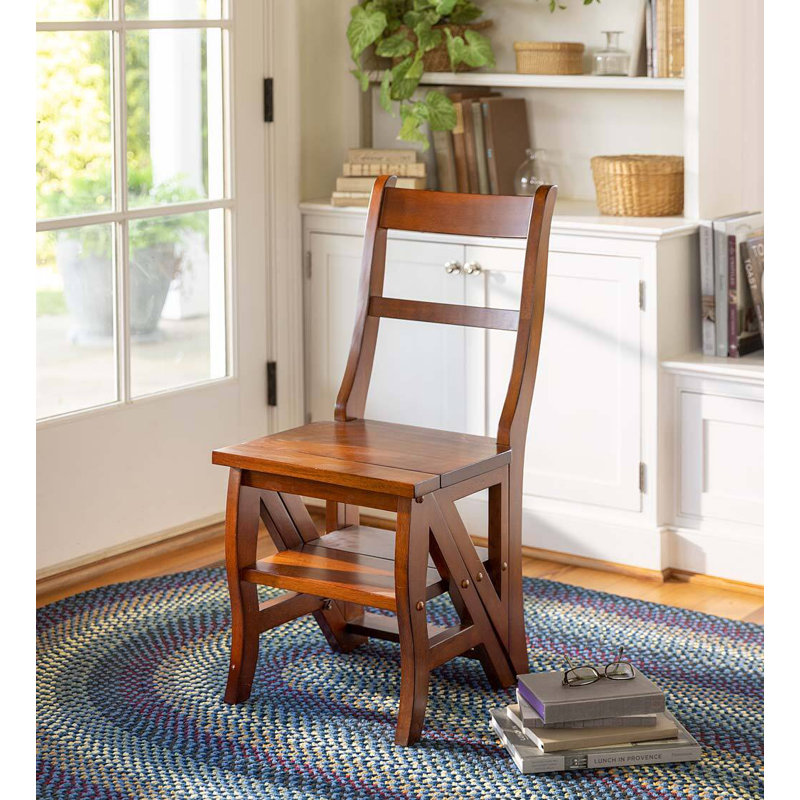 Plow & Hearth 3 - Step Wood Folding Small Step Ladder | Wayfair