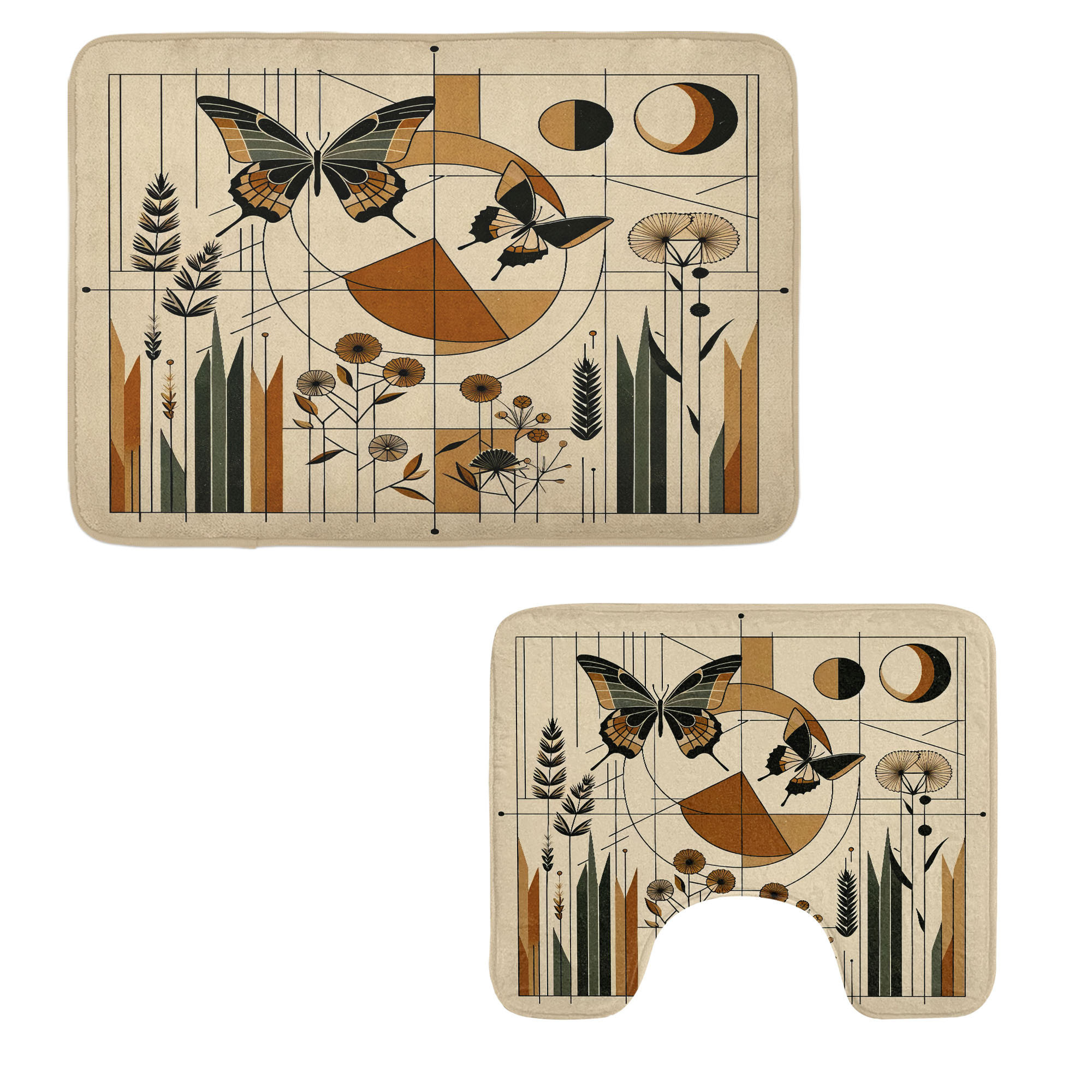 East Urban Home Mid Century Modern Bathroom Rug Set 2 Pieces Rectangle ...