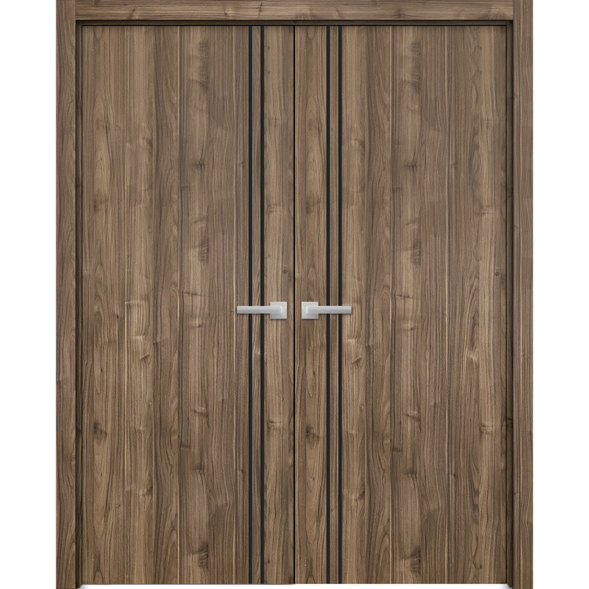 SARTODOORS Solid Manufactured Wood Paneled Wood Finish French Doors ...