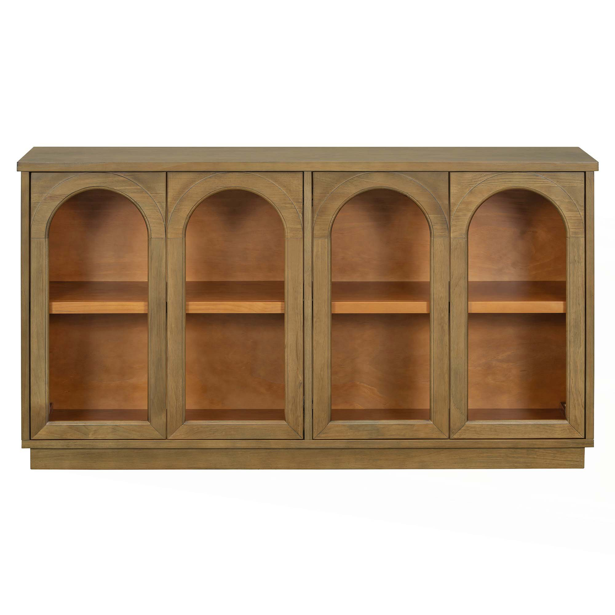 Winston Porter 4-Door Large Storage Buffet Cabinet with Glass Doors ...