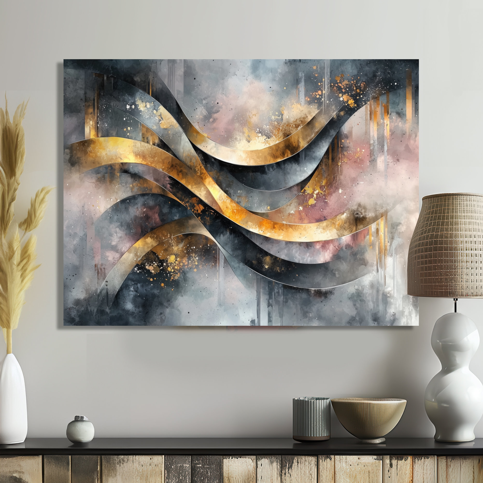 Ivy Bronx Geometric Ink Pulse V - Abstract Spirals Wall Art | Wayfair
