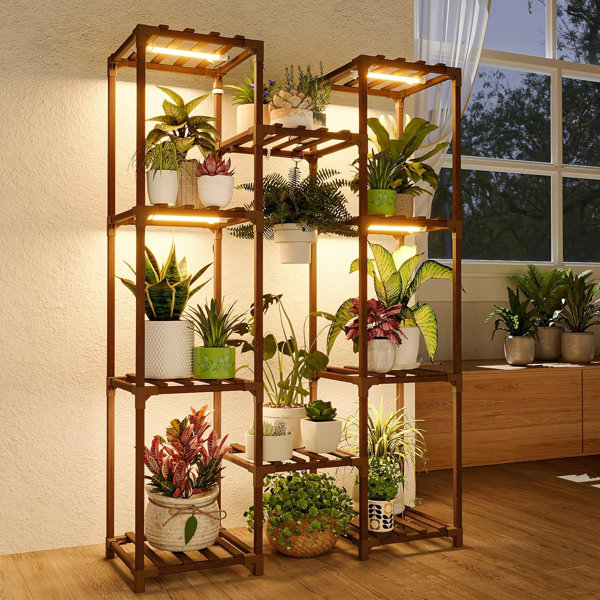 Arlmont & Co. Plant Shelf With Grow Light Plant Stand For Mutiple Pots ...