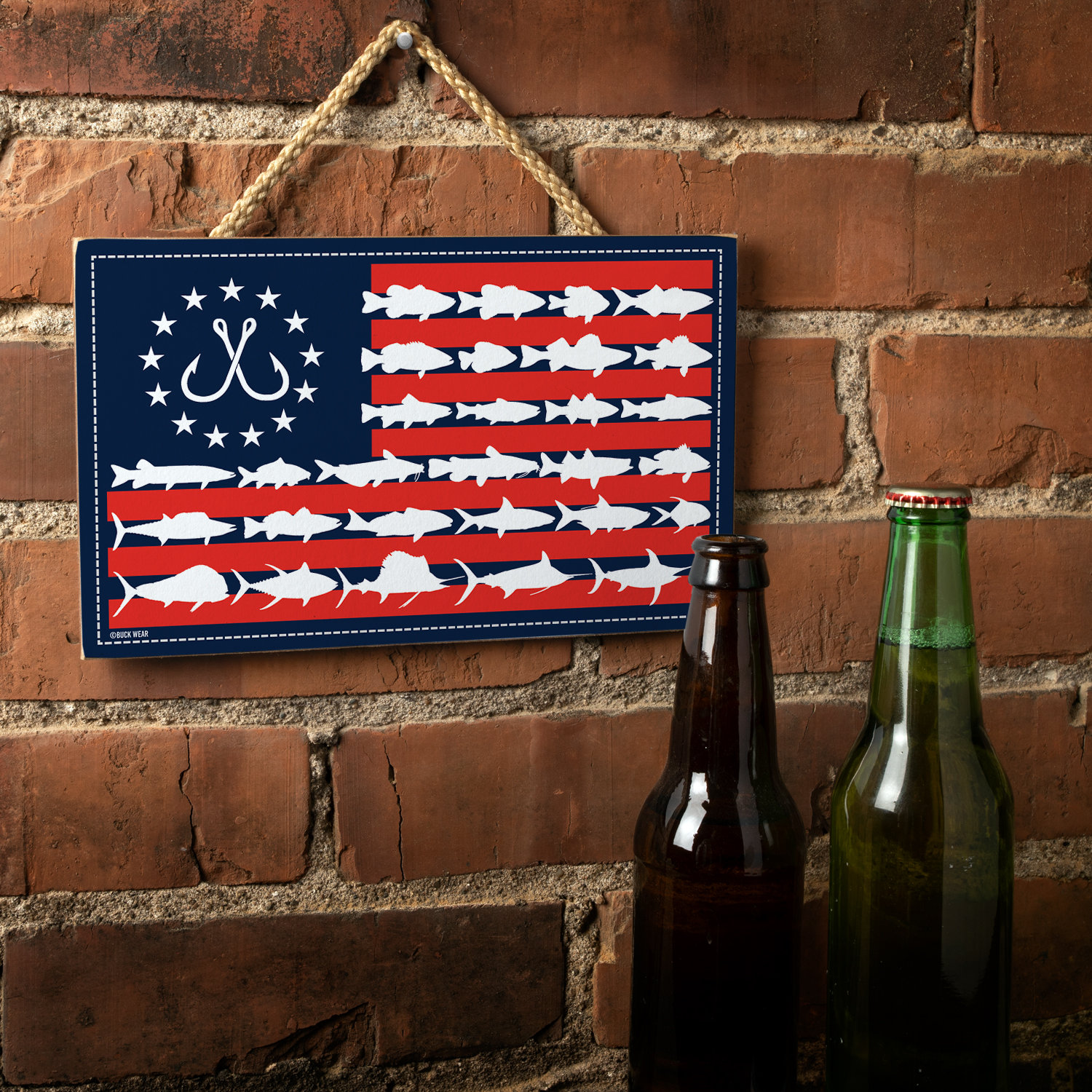 Breakwater Bay Fish Flag Hanging Wall Sign | Wayfair