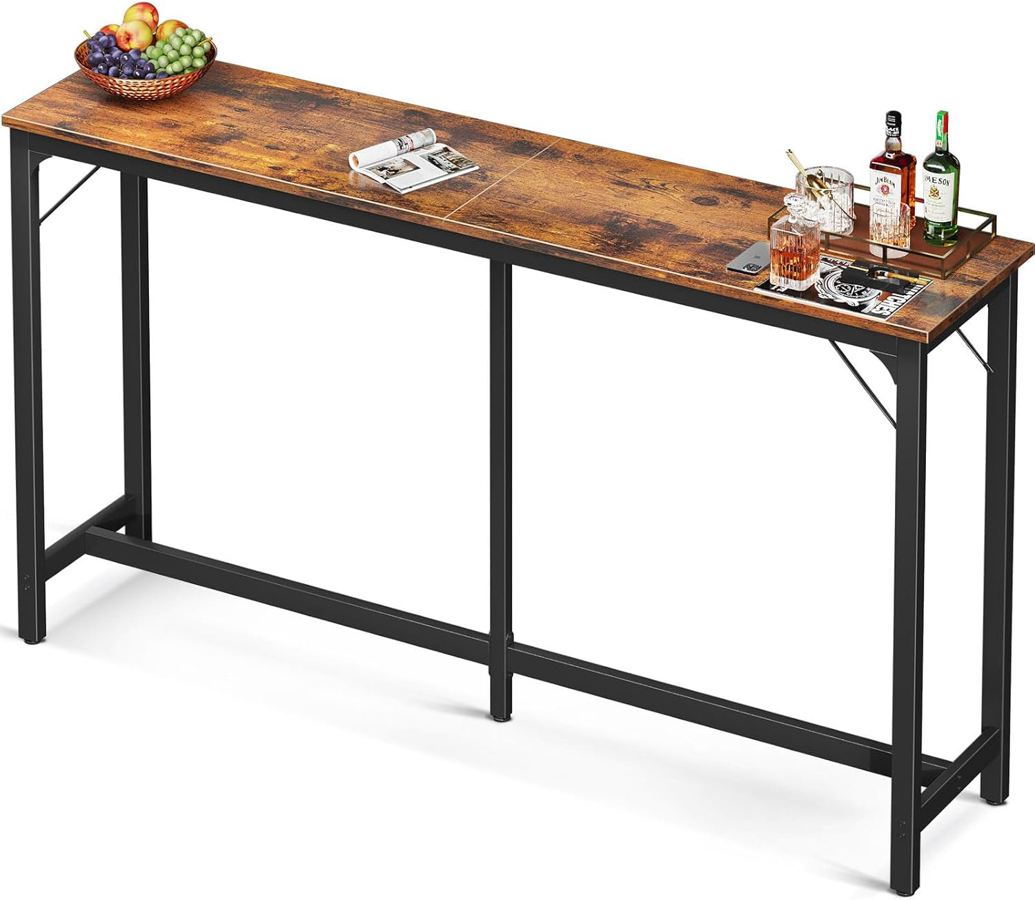 Latitude Run® 71 Inch Bar Table, Bar Height Pub Table With Sturdy Legs ...