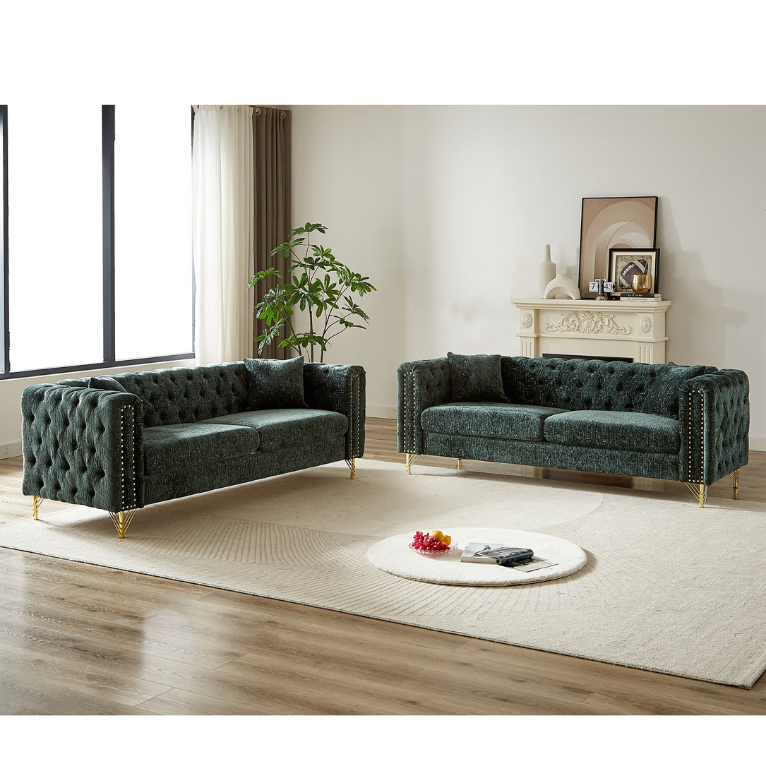 Rosdorf Park Chenille Pull Buckle Design Sofa | Wayfair