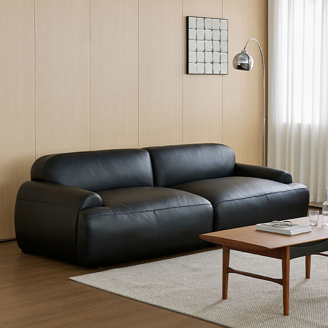 Mont Bike Solutions Black Genuine Leather+Faux Leather Modular Sofa ...