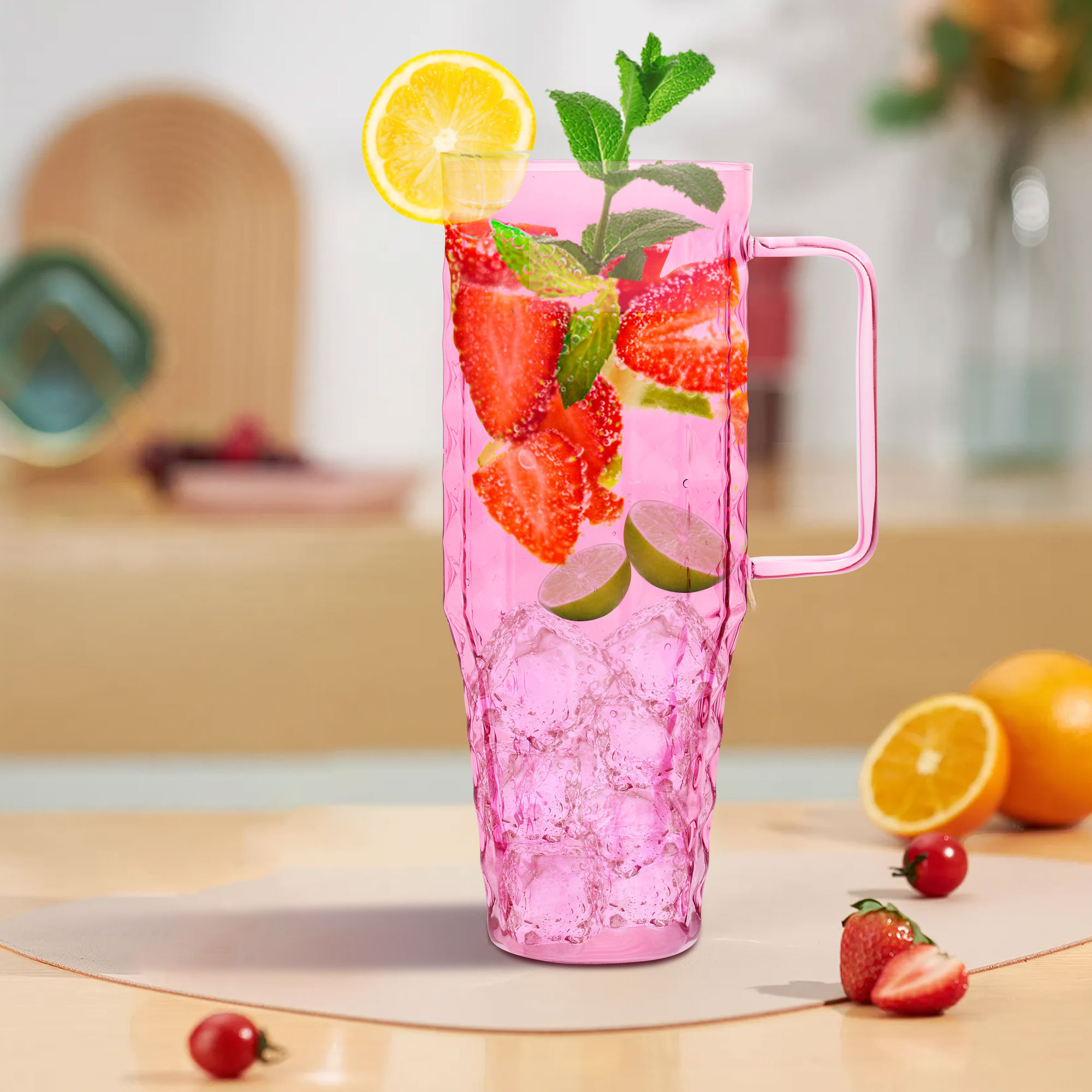 Ivy Bronx 40 oz Borosilicate Diamond Pattern Burkhalter Cup With Handle ...