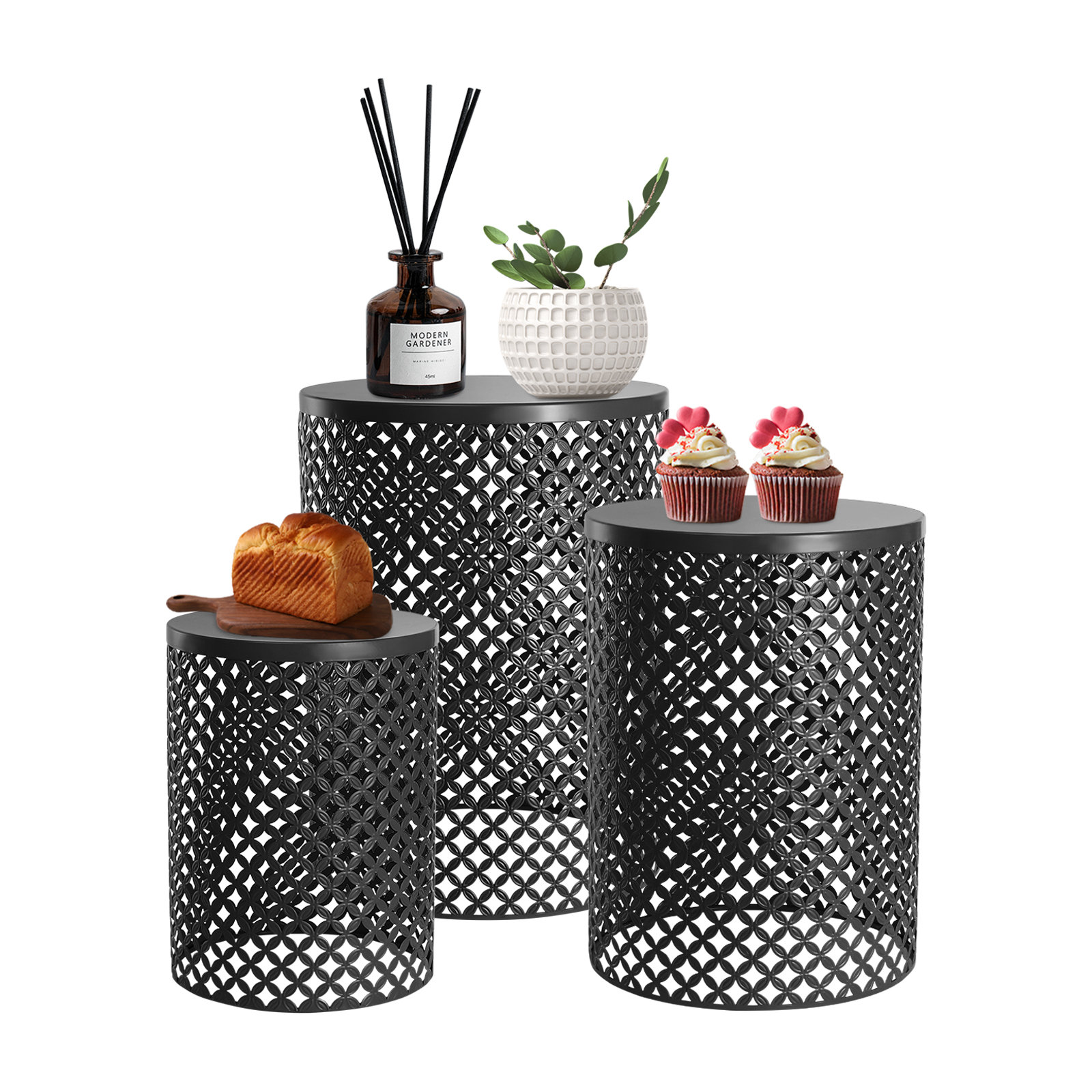 Ebern Designs 3PCS Metal Hollow-out End Table Set | Wayfair