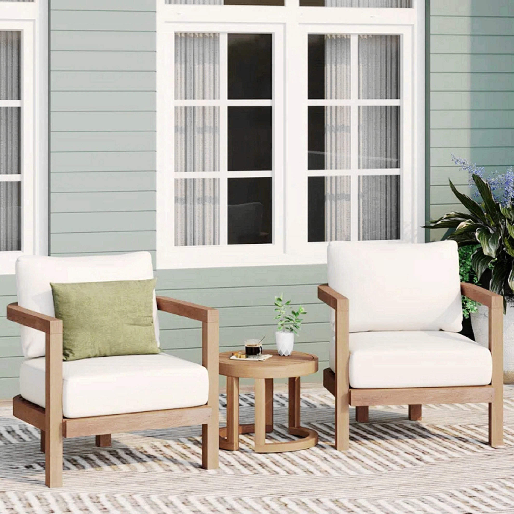 Latitude Run® Patio Set 3 Piece Acacia Wood Outdoor Furniture ...