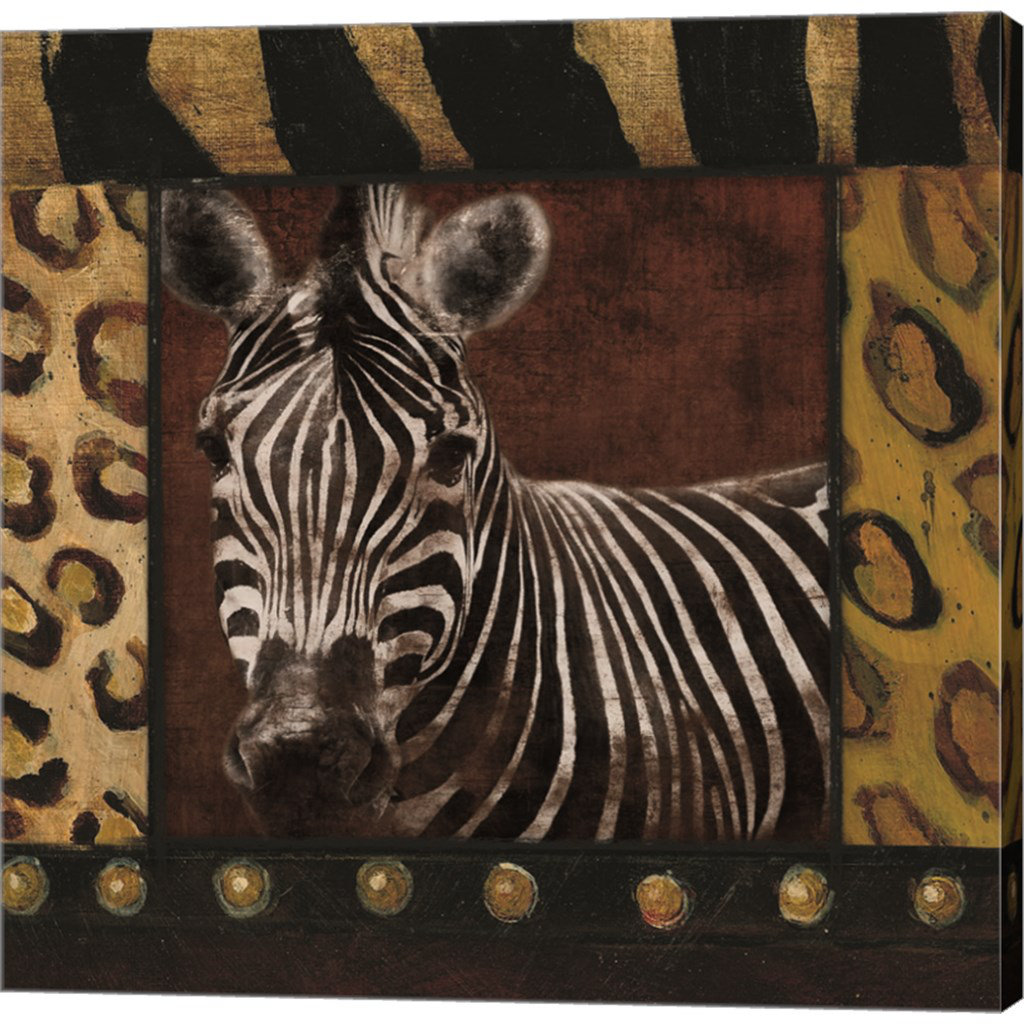 Bungalow Rose Zebra Bordered by Jace Grey - Wrapped Canvas Print | Wayfair