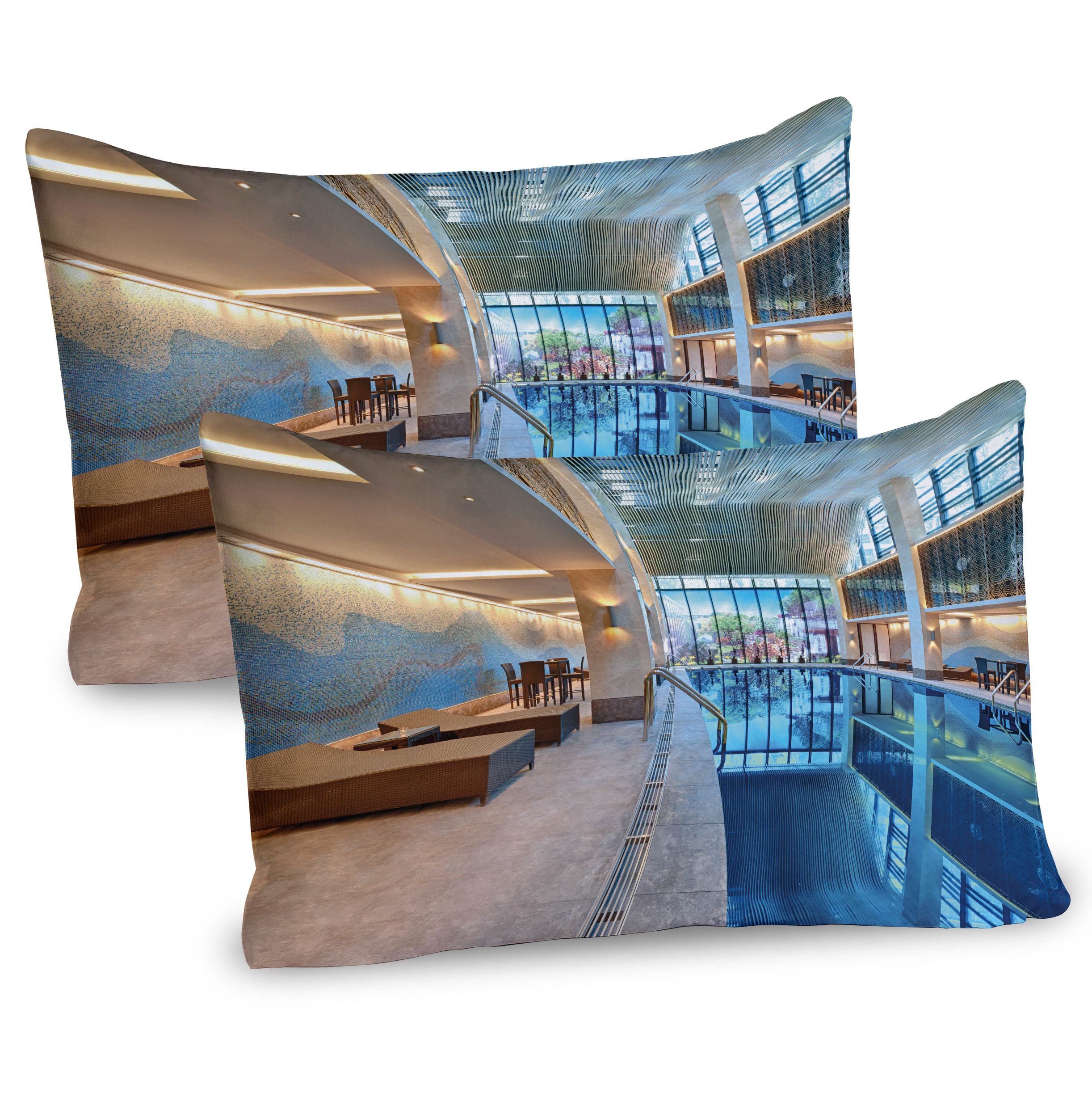 Ambesonne Spa Pillow Sham 2 Pack Calming Relaxing Pool Seats Turquoise ...