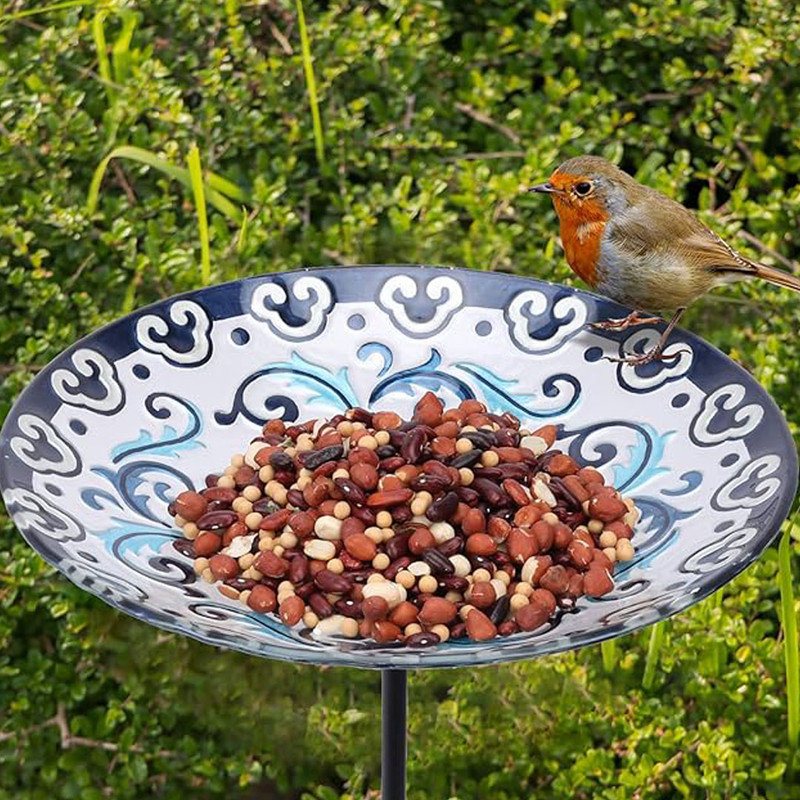Alcott Hill® Upgraded Handmade Glass Bird Baths, Outdoor Birdbaths ...