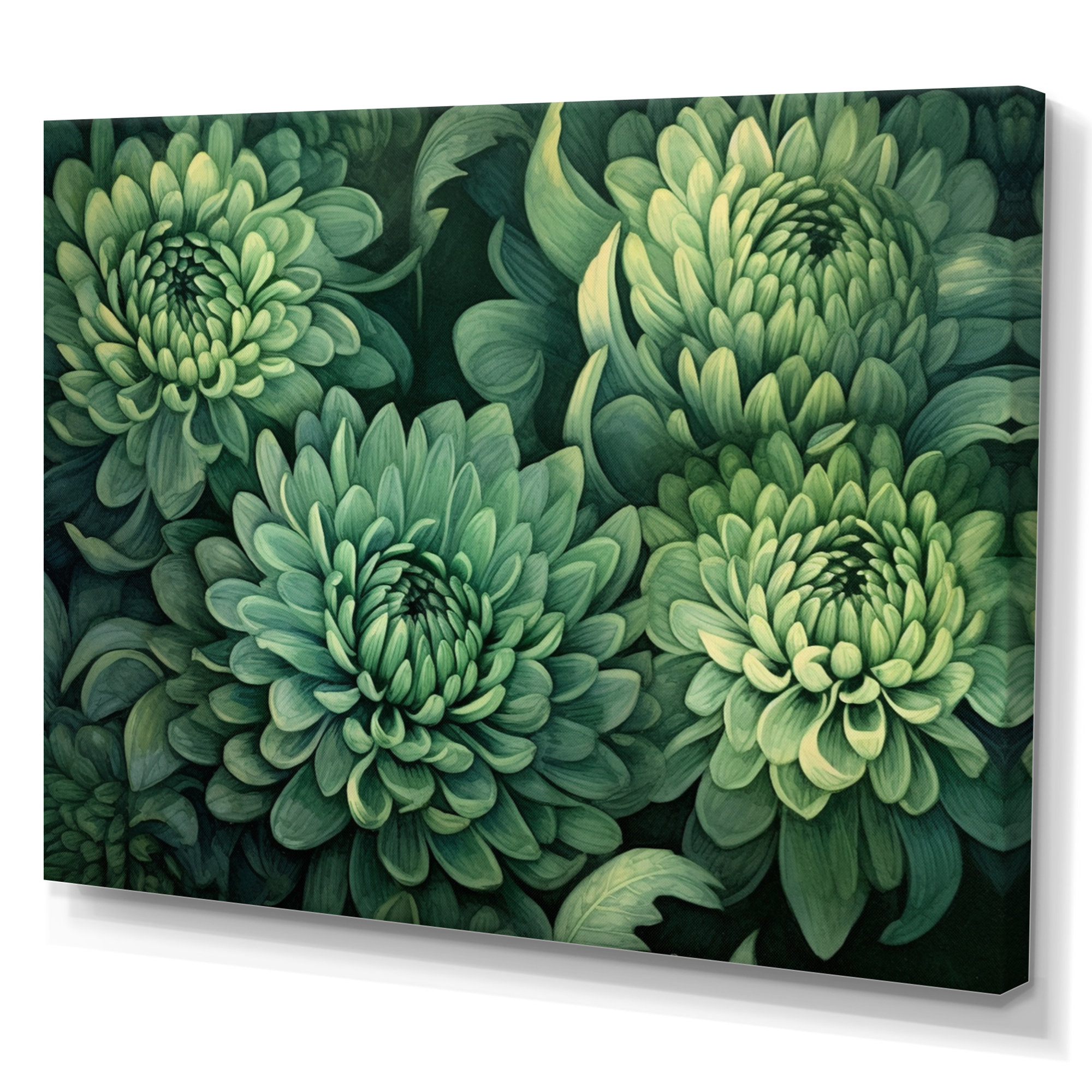 Red Barrel Studio Green Mums In Bloom On Canvas Print - Wayfair Canada