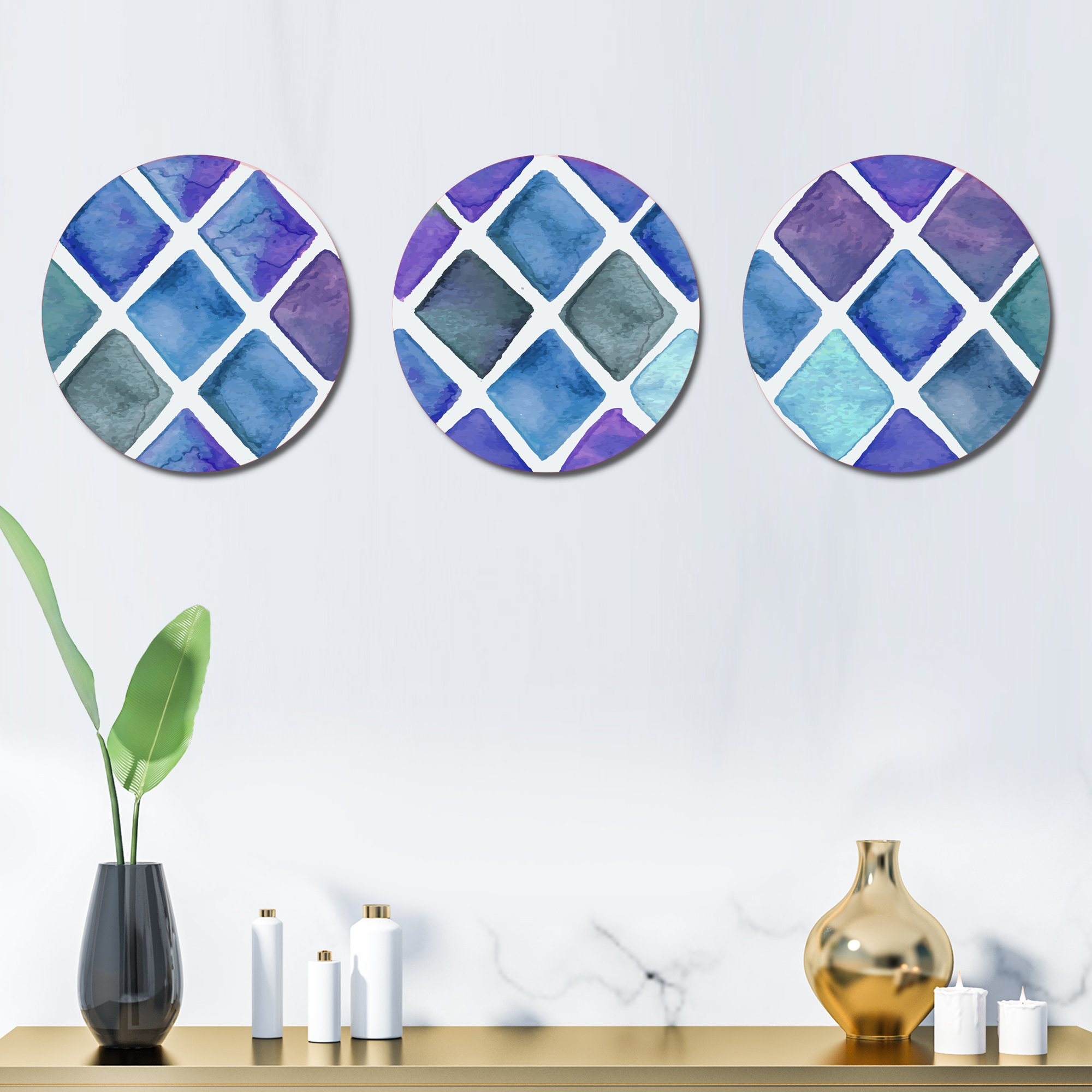 Design Art 3 Piece Diamonds Wall Décor Set | Wayfair