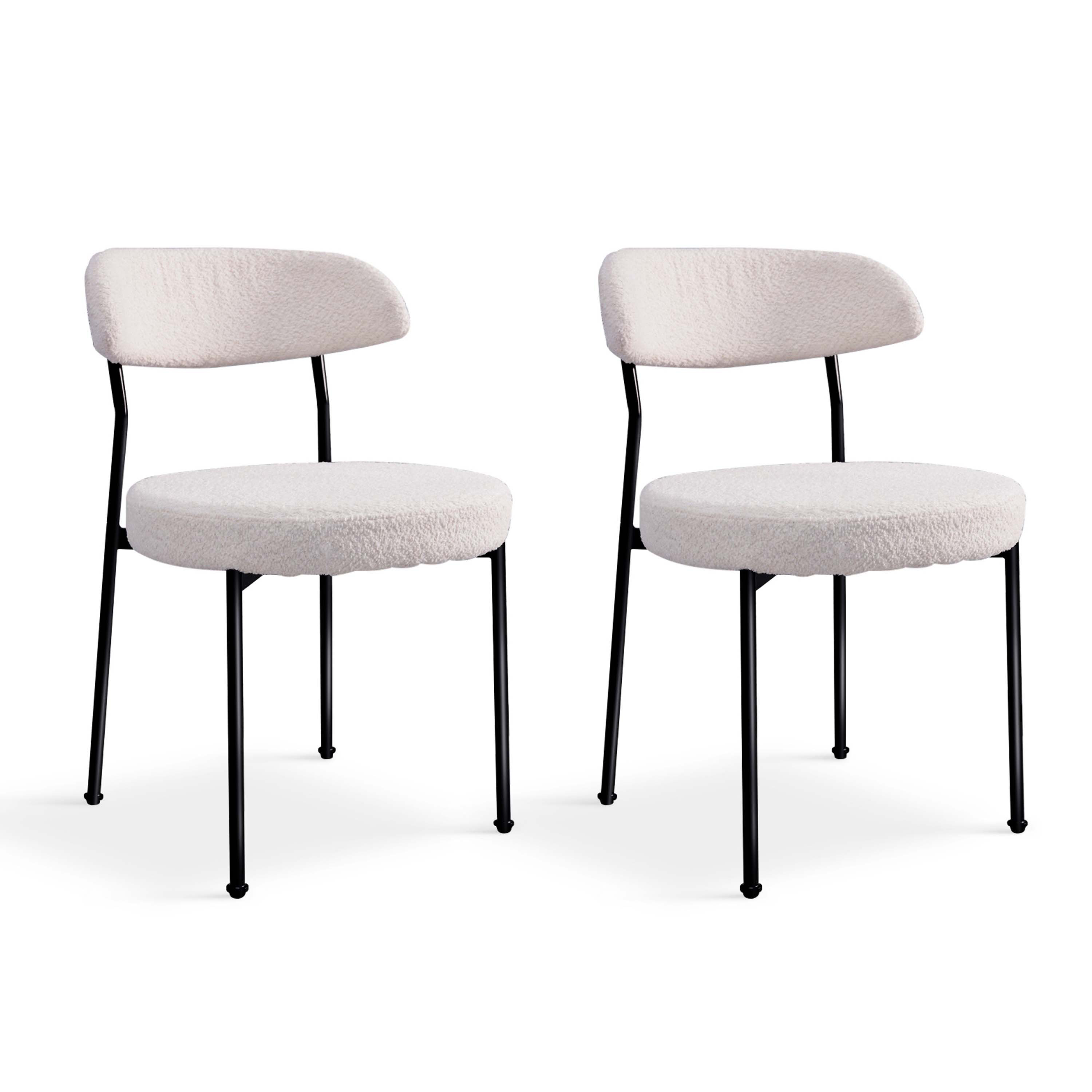 Everly Quinn Boucle Upholstered Dining Chairs With Curved Backrest ...