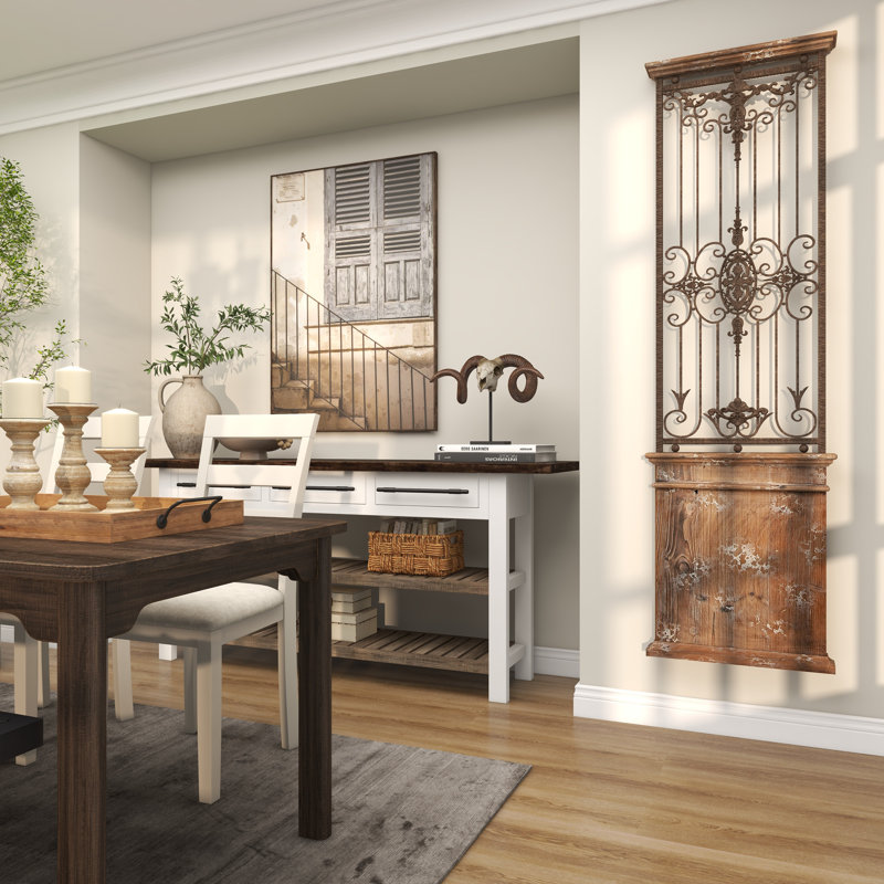 Ophelia & Co. Wood Distressed Door Inspired Ornamental Panel Scroll ...