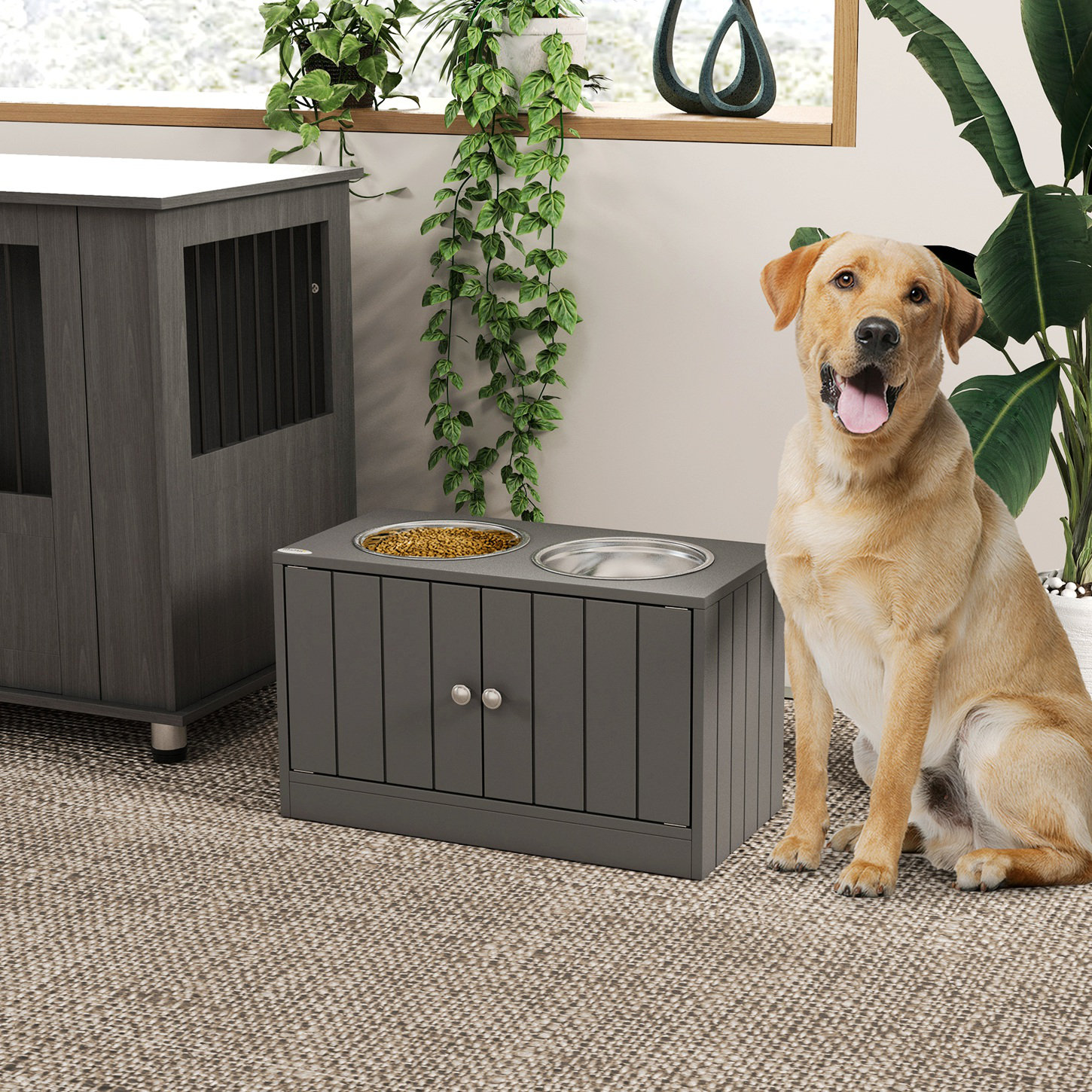 Tucker Murphy Pet™ Storage Cabinet With Large Elevated Dog Bowls ...