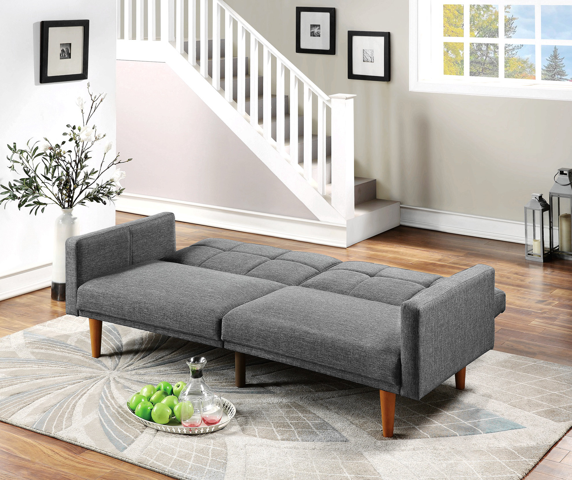 Mercer41 Transitional Look Living Room Sofa Couch Convertible Bed ...